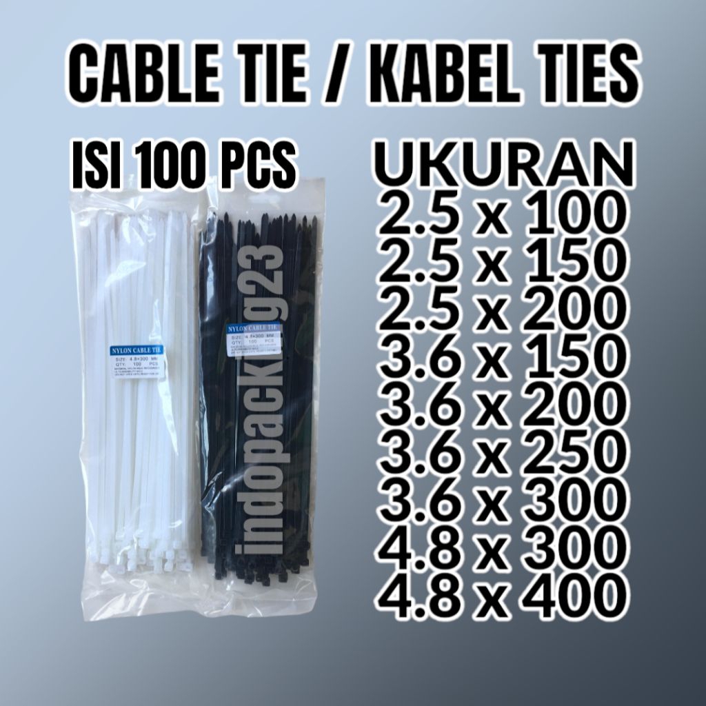 Jual KABEL TIES HITAM PUTIH ISI 100 PCS / NYLON CABLE TIE / KABEL TIS ...