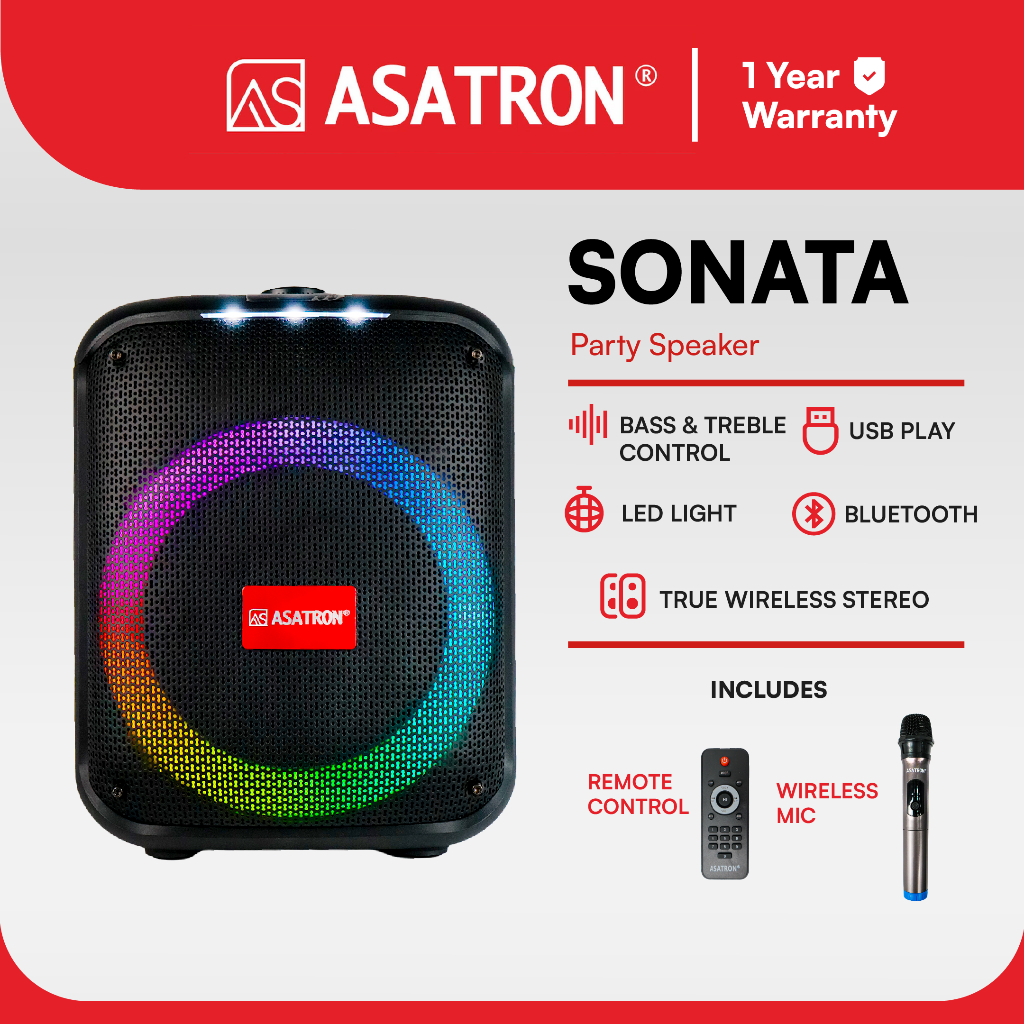 Jual Asatron Sonata 8 Inch Bluetooth Karaoke Party Speaker with 1 ...