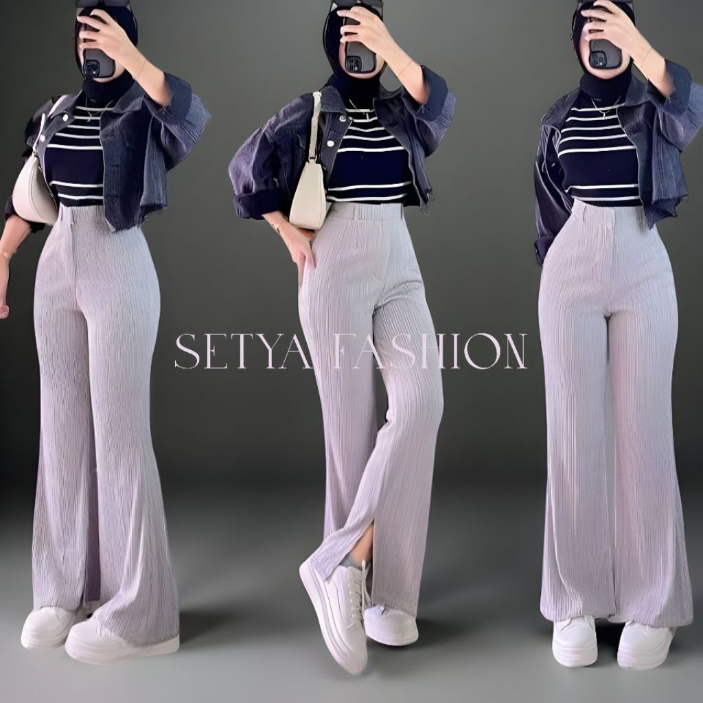 Jual Celana cutbray knit wanita highwaist / Cutbray highwaist wanita premium / Cutbray knit ...