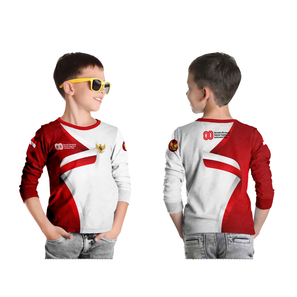 Jual Ria Shop - Kaos Jersey Anak HUT RI Ke 80 Dirgahayu Indonesia Ke 80 Kaos Agustusan Tujuh ...