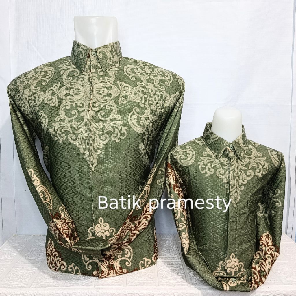 Jual NEW KEMEJA BATIK DOBY SAGE GREEN PREMIUM COUPLE AYAH DAN ANAK ...