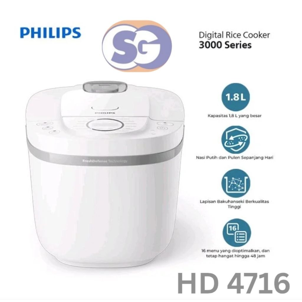 Jual Philips Rice Cooker Digital HD 4716 /Penanak Nasi 1,8 Liter ...