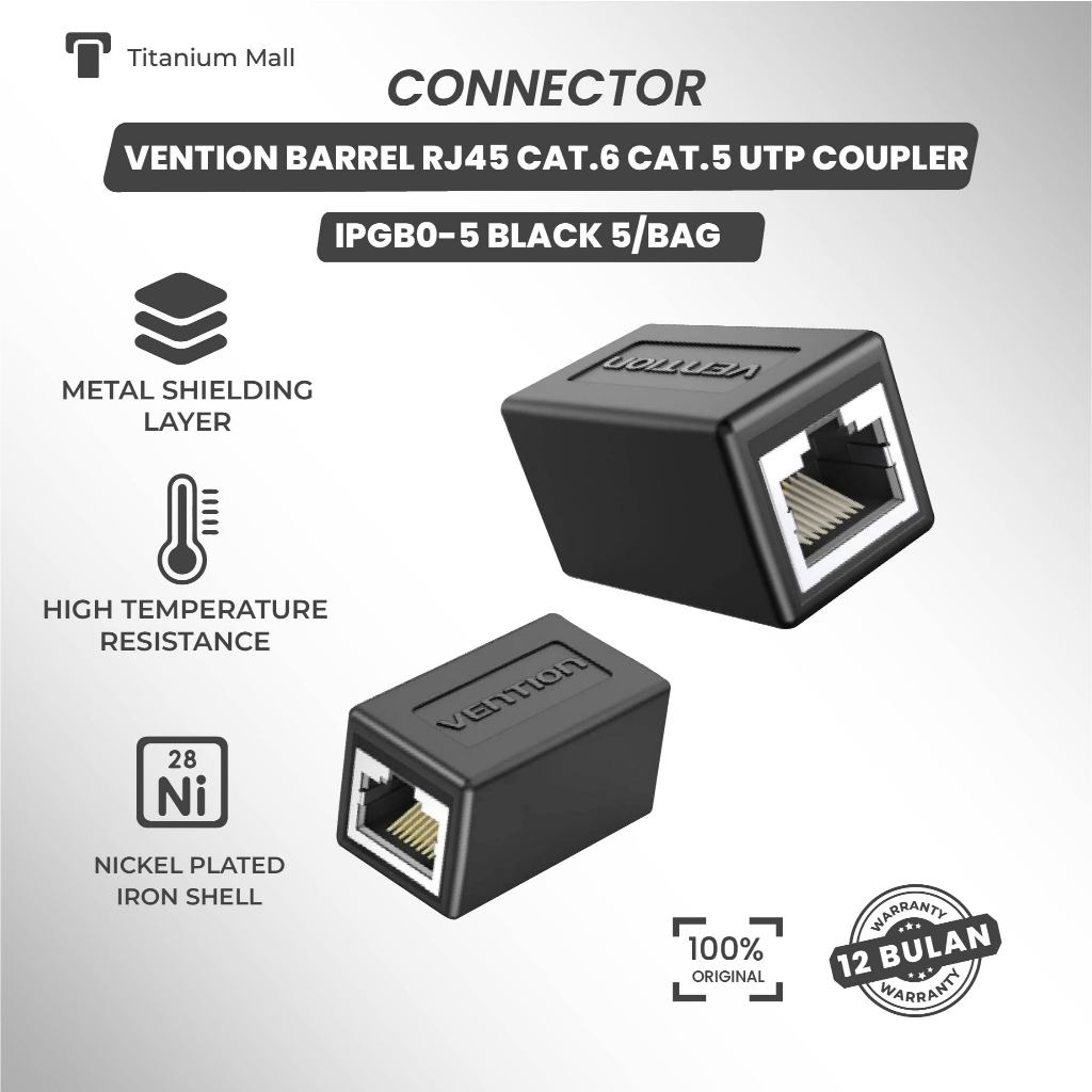 Jual Vention RJ45 LAN Coupler Adapter Cat6 Cat5e UTP IPG | Sambungan ...