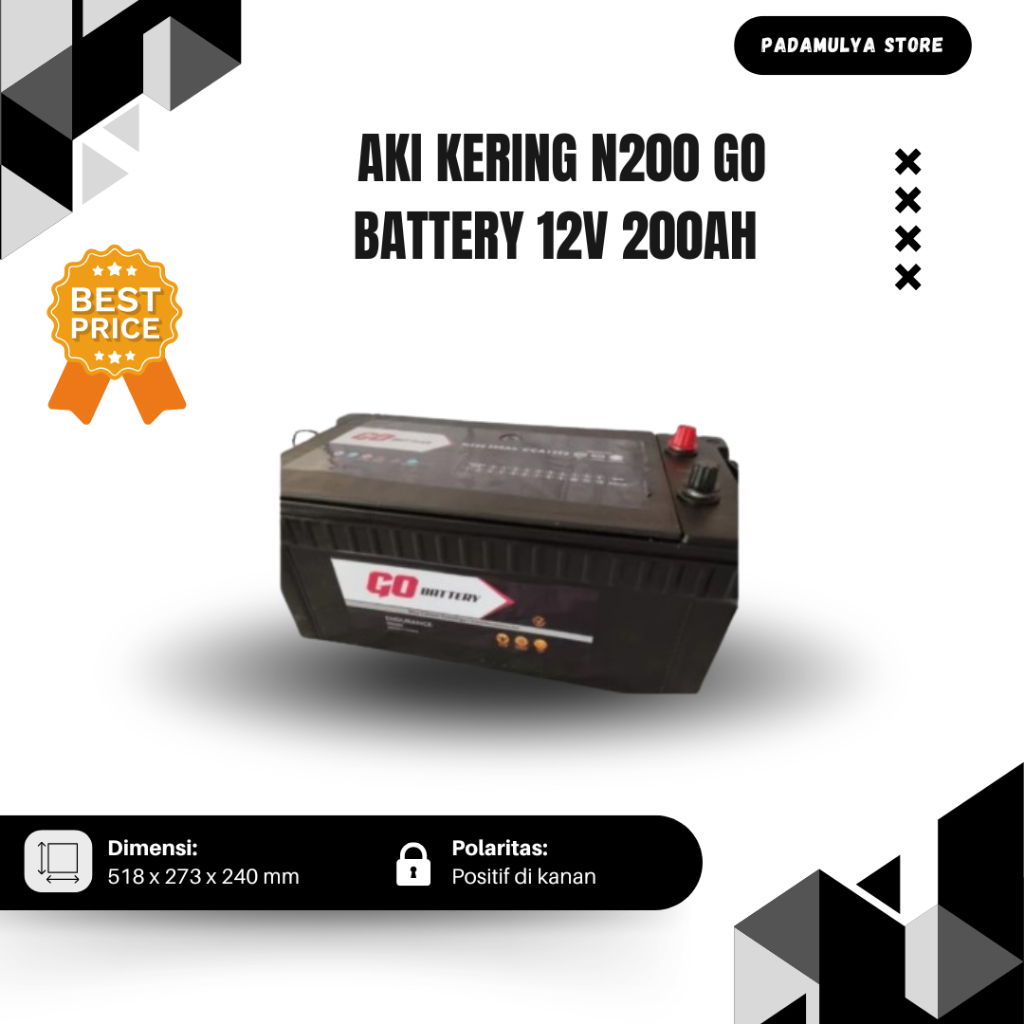 Jual Aki Kering N200 Go Battery 12V 200Ah Kapal Genset Excavator Dump Truck | Shopee Indonesia