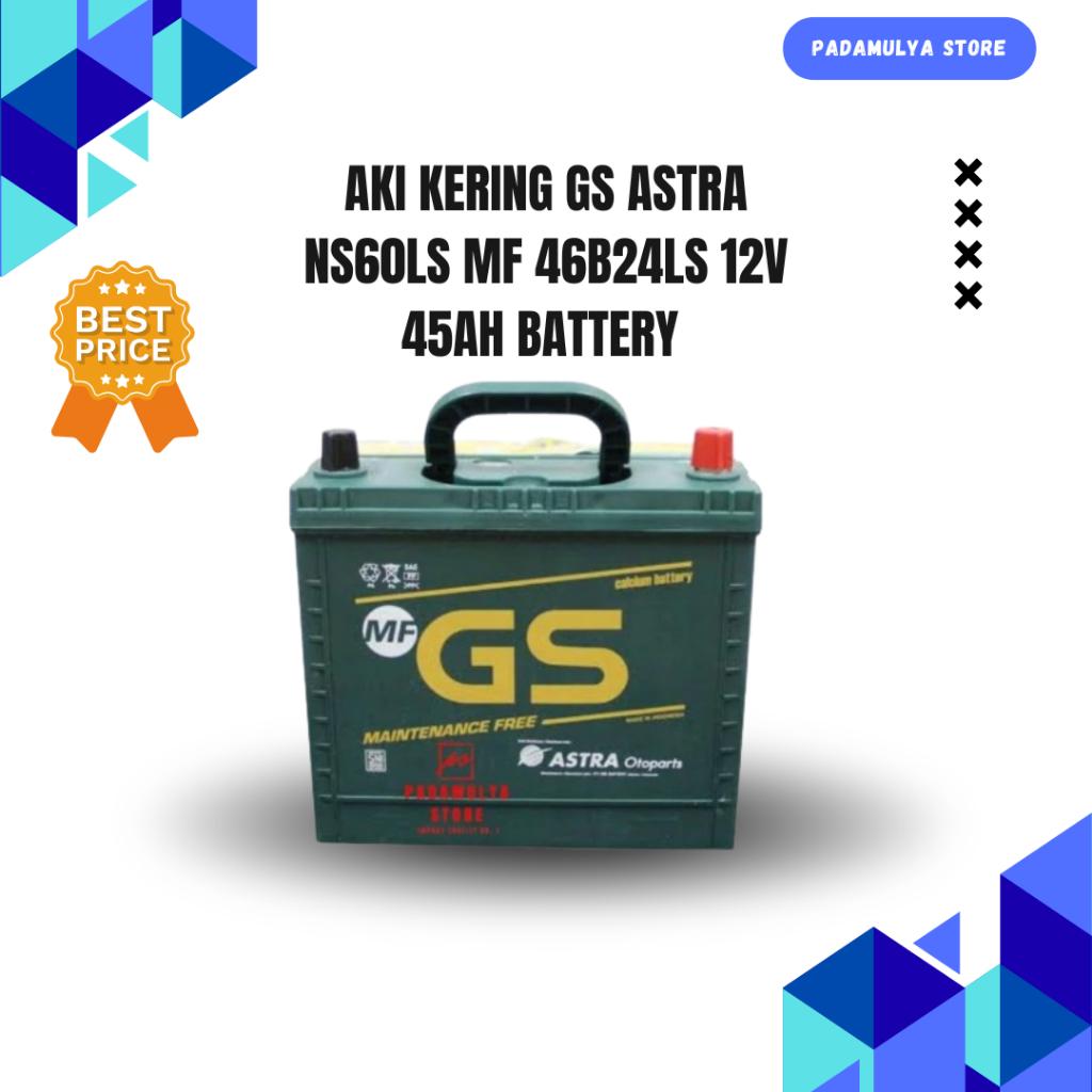 Jual Aki Kering GS Astra NS60LS MF 46B24LS 12V 45Ah Battery Yaris Crv ...