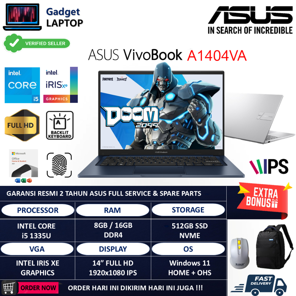 Jual LAPTOP RESMI ASUS VIVOBOOK 14 A1404VA INTEL CORE I5 1335U RAM 16GB ...