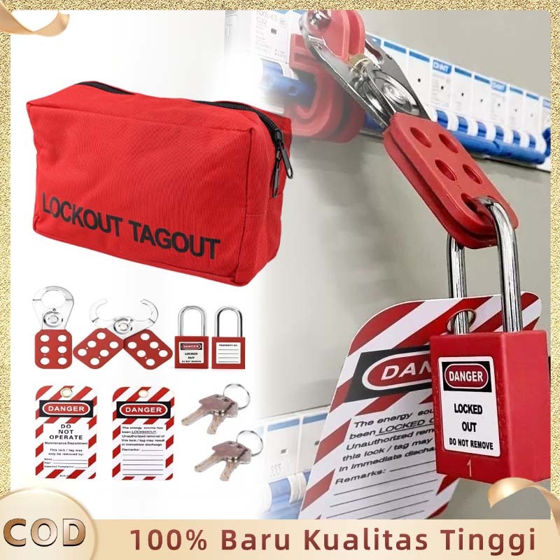 Jual 1set Lockout Tagout Kit Lockout Tagout Kit With Hasps Tags Safety ...