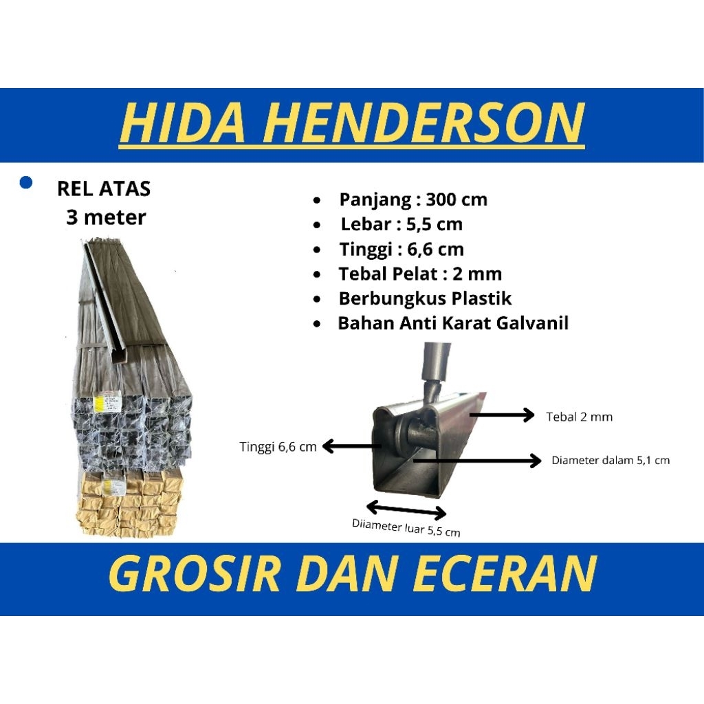 Jual (PROMO)Rel atas pintu henderson panjang 3M|Rem Atas Pintu Besi ...
