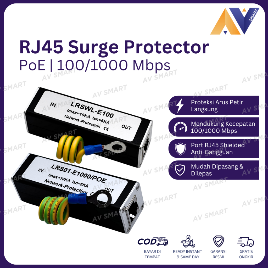 Jual RJ45 LAN Network Surge Protector Anti Petir PoE Pengaman Petir ...