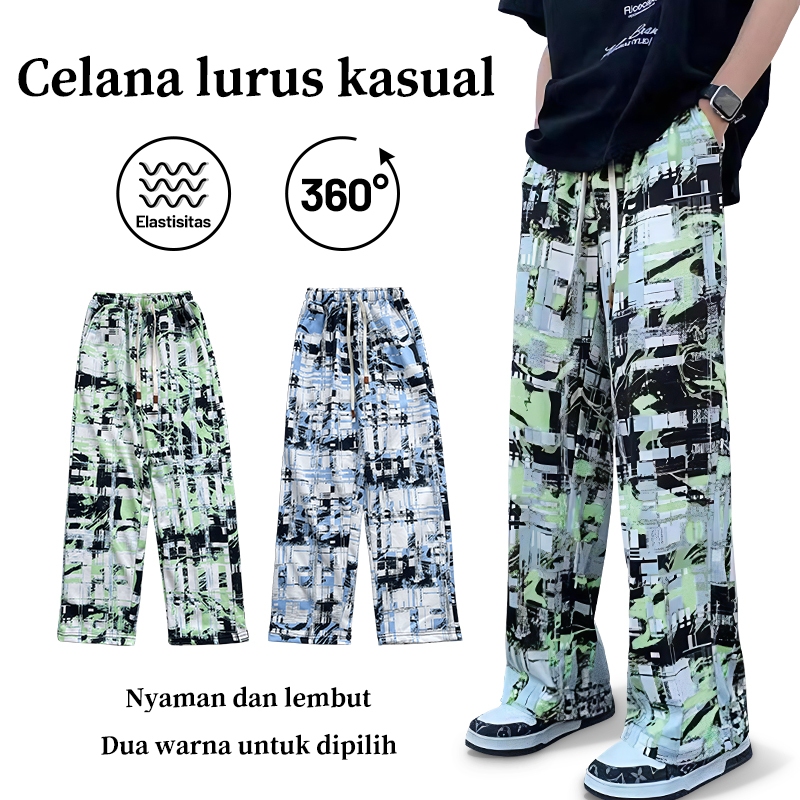 Jual Celana panjang pria celana y2k motif celana gombrong pria pewarna dasi celana hip hop nc ...
