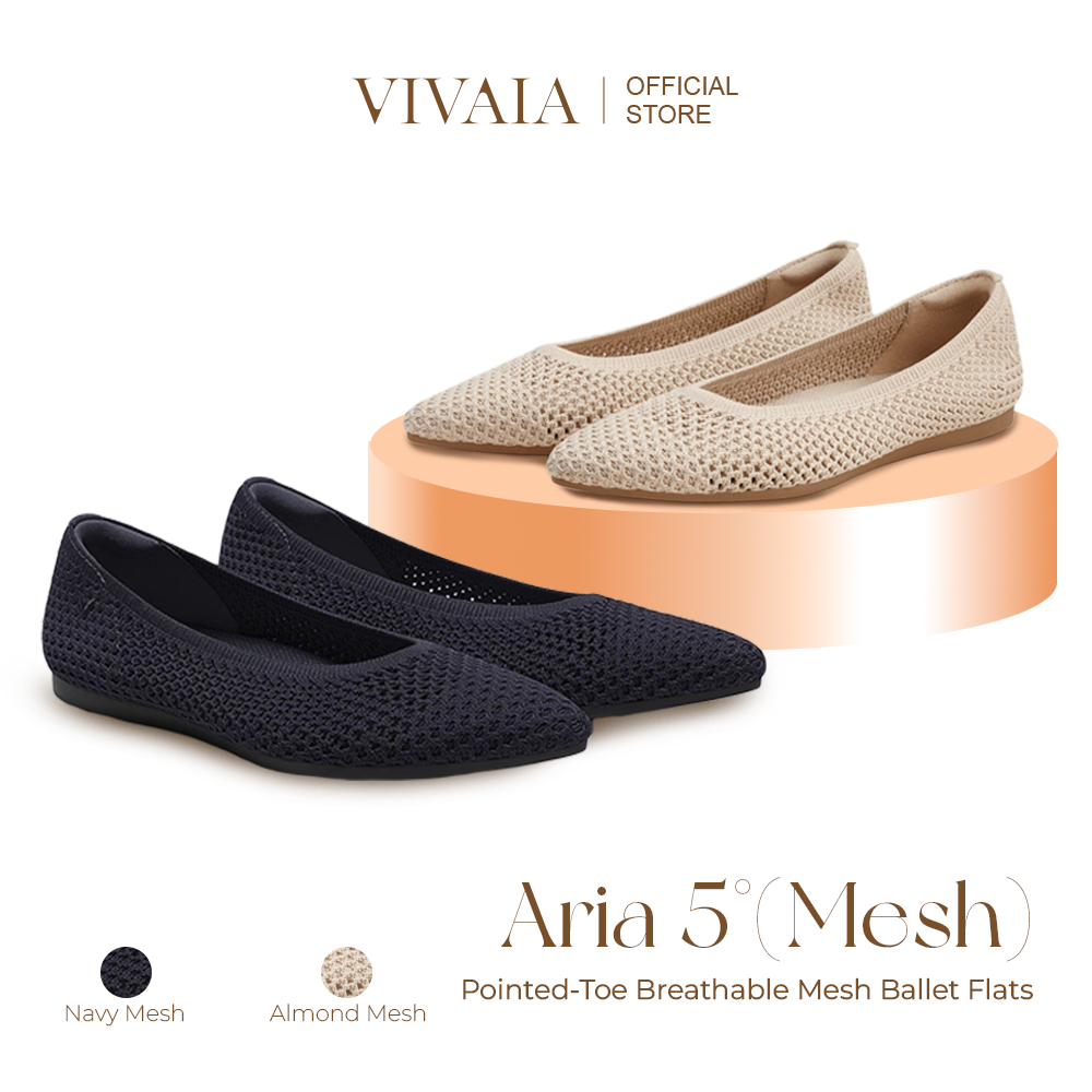 Jual VIVAIA Sepatu Wanita Pointed-Toe Breathable Mesh Ballet Flats ...