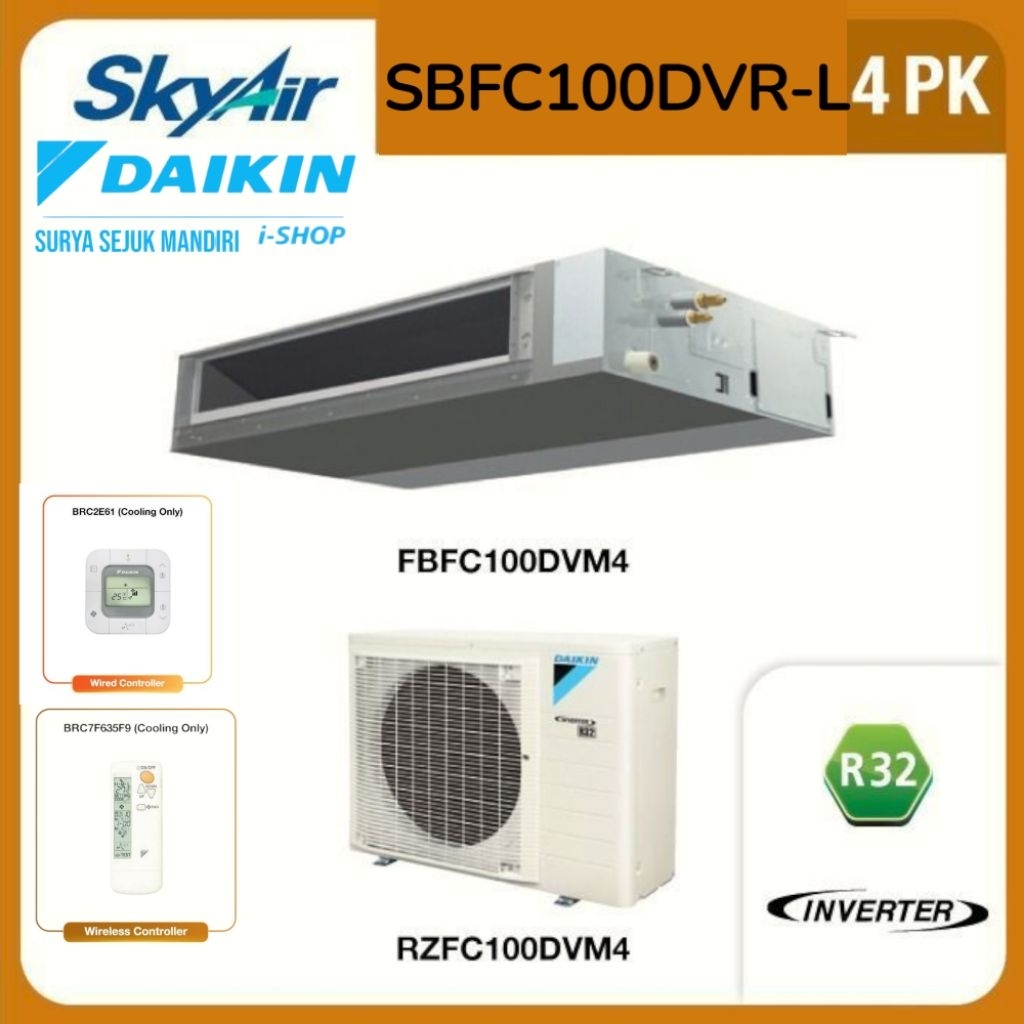 Jual AC SPLIT DUCT DAIKIN THAILAND INVERTER 4PK FBFC100DYR 3PHASE ...