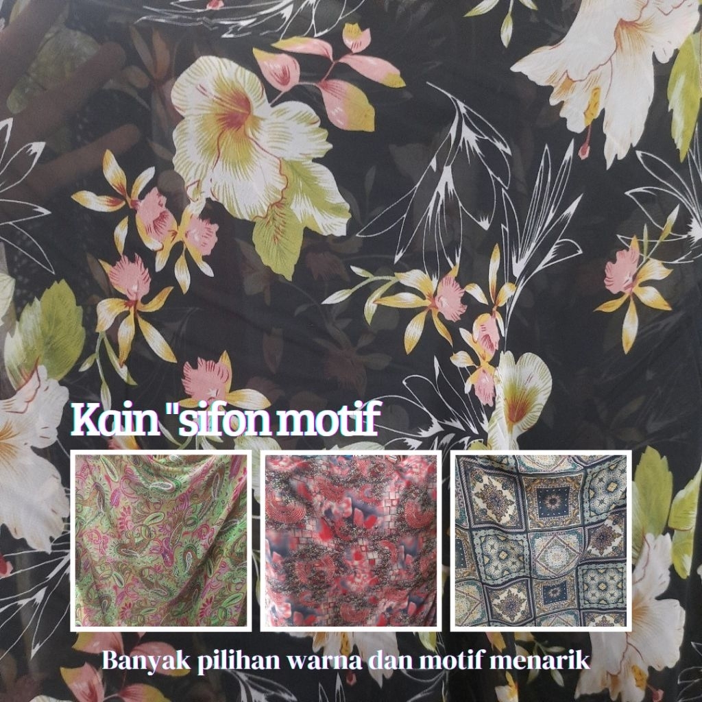 Jual COD! kain sifon motif - harga per SETENGAH meter - kain sifon ...