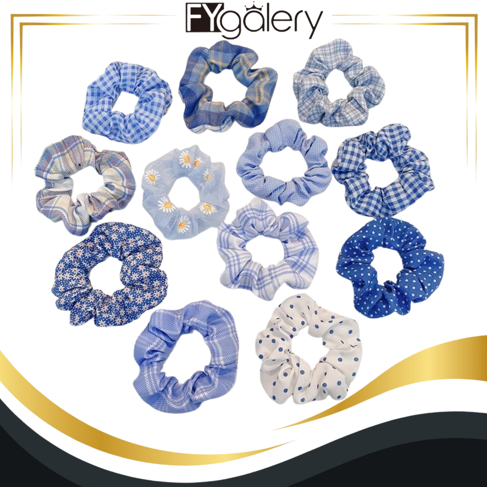 Jual FYgalery 8 Pcs Scrunchie Besar Motif Bunga Aksesoris Rambut Ikat ...