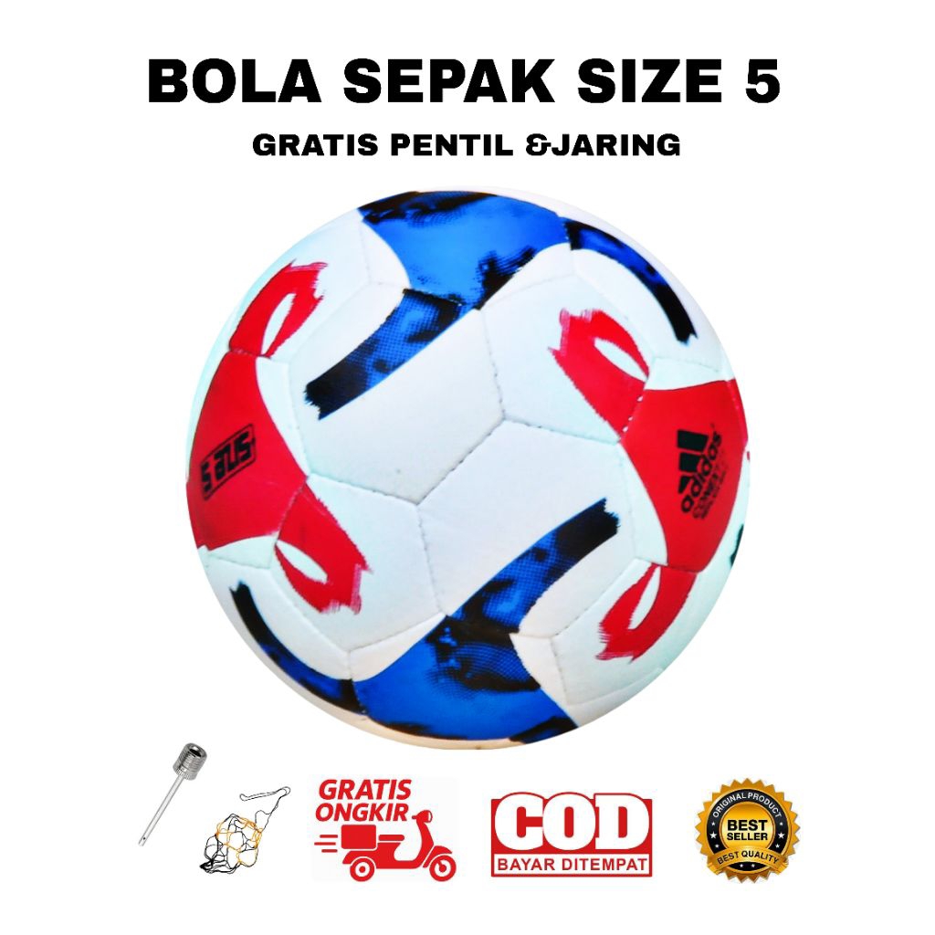Jual BOLA SEPAK SIZE 5/BOLA KAKI BAHAN KILAP/DOP BONUS PENTIL DAN ...