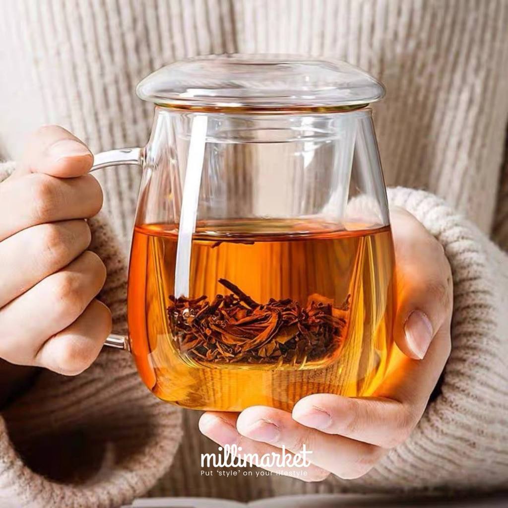 Jual [MILLI] BOROSILICATE INFUSER GLASS 500ml AESTHETIC / Gelas kaca ...