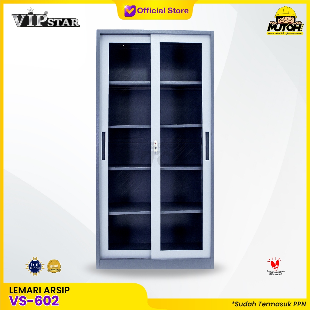 Jual Lemari arsip besi VIP Star VS-602 - 2 Pintu Sliding Kaca | Shopee Indonesia