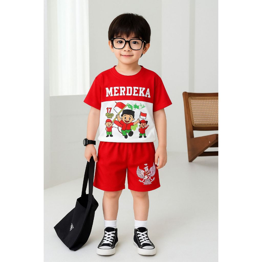 Jual setelan merah putih bahan jersey usia 06 bulan sampai 6 tahun kemerdekaan indonesia ...