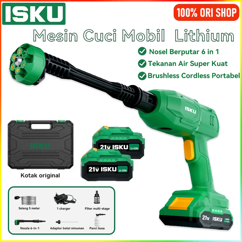 Jual ISKU Alat Cuci Mobil Pistol Air Tekanan Tinggi Alat 6In1 Portable ...