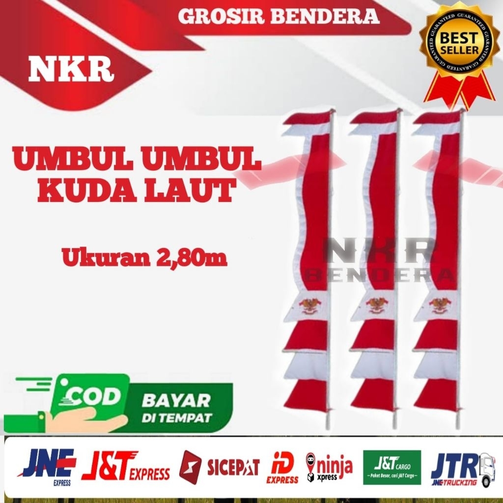 Jual (20pcs) bendera indonesia umbul umbul Garuda kuda laut merah putih panjang 2,80m | Shopee ...