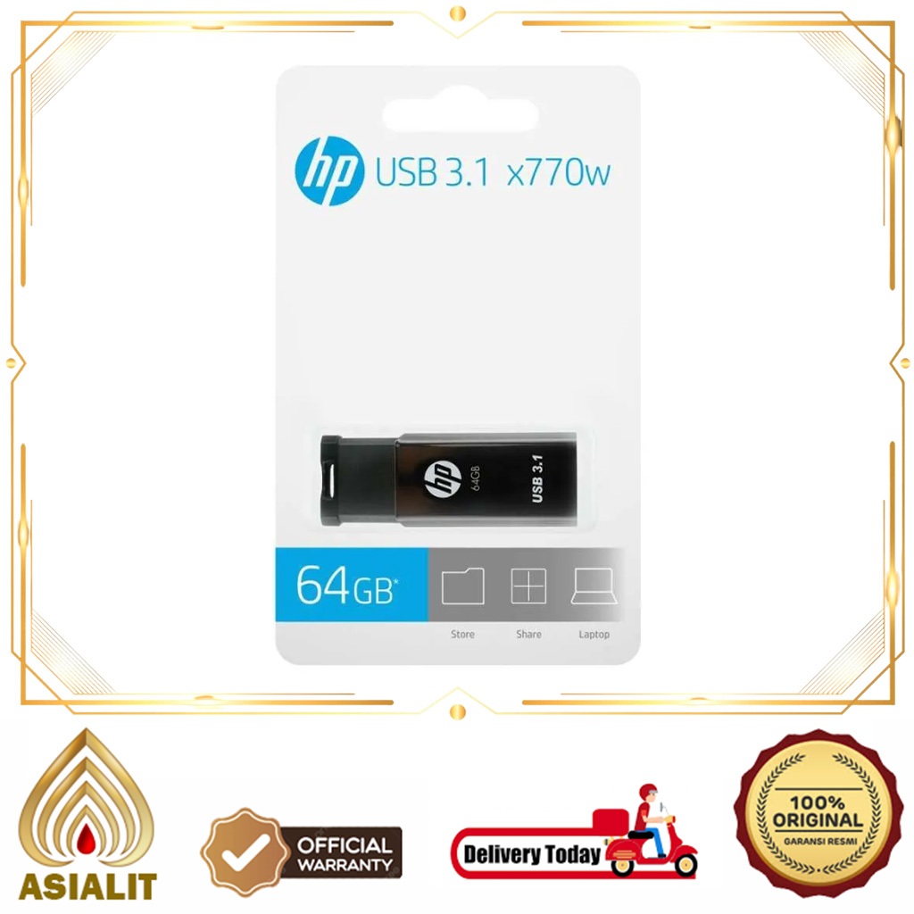 Jual Flashdisk HP 64GB X770W USB 3.1 Black Original Produk | Shopee ...