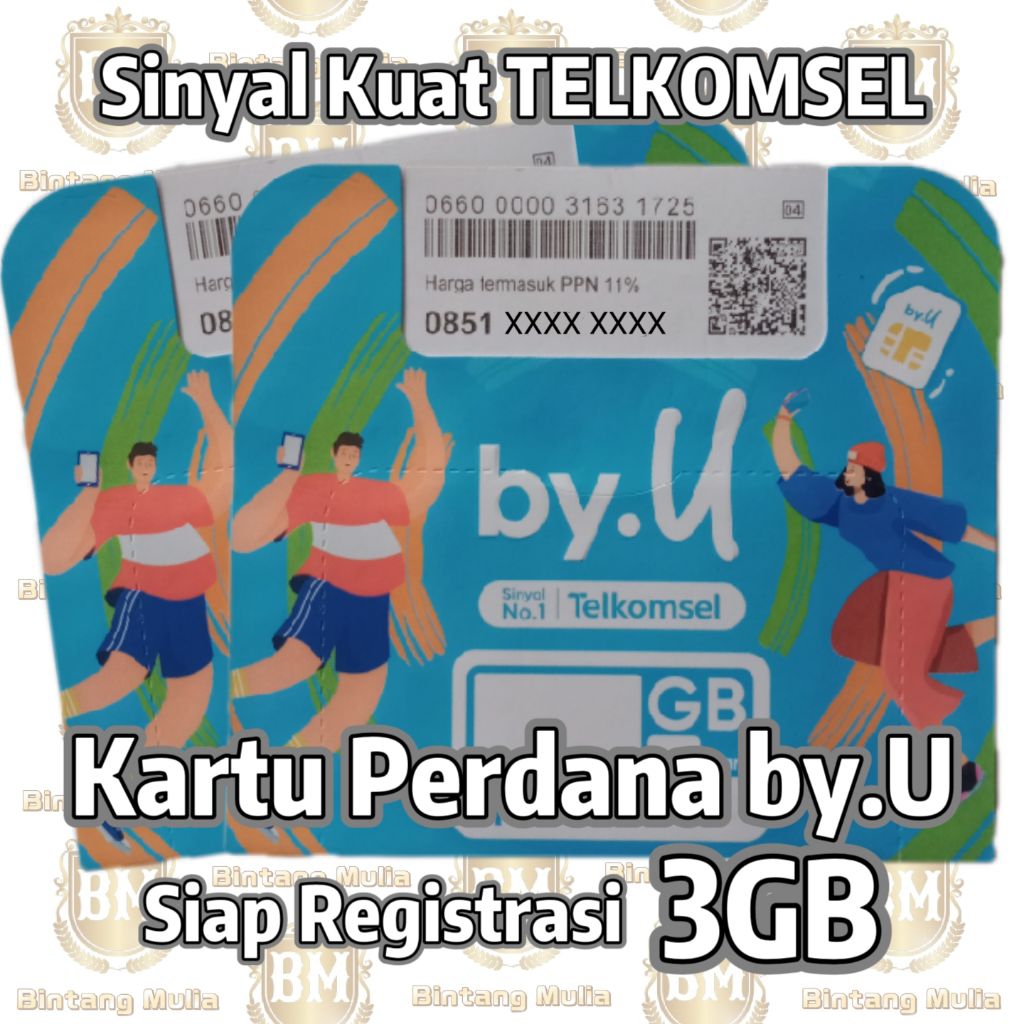 Jual Kartu Perdana Sim Card by.U Telkomsel +3GB [Siap Registrasi ...