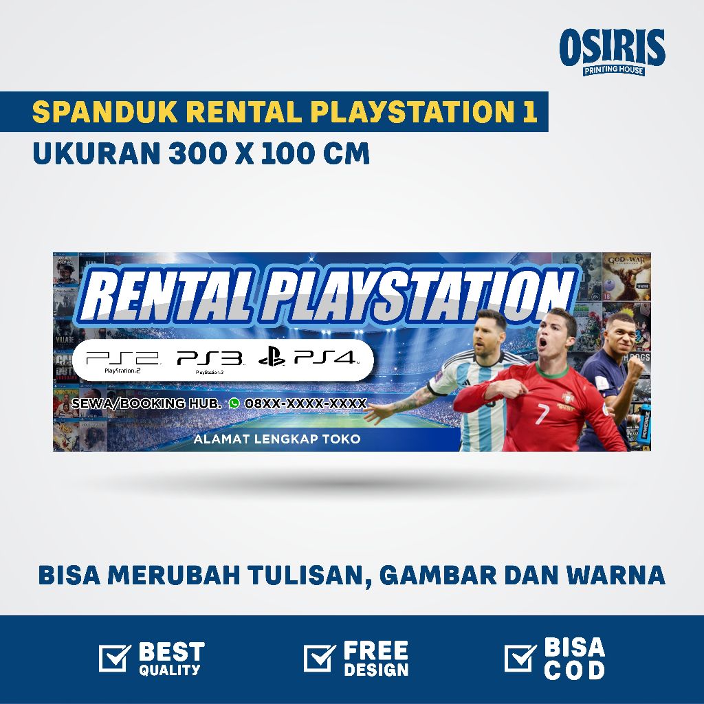 Jual CETAK SPANDUK/BANNER RENTAL PLAYSTATION 1 - UKURAN 300 X 100 CM ...
