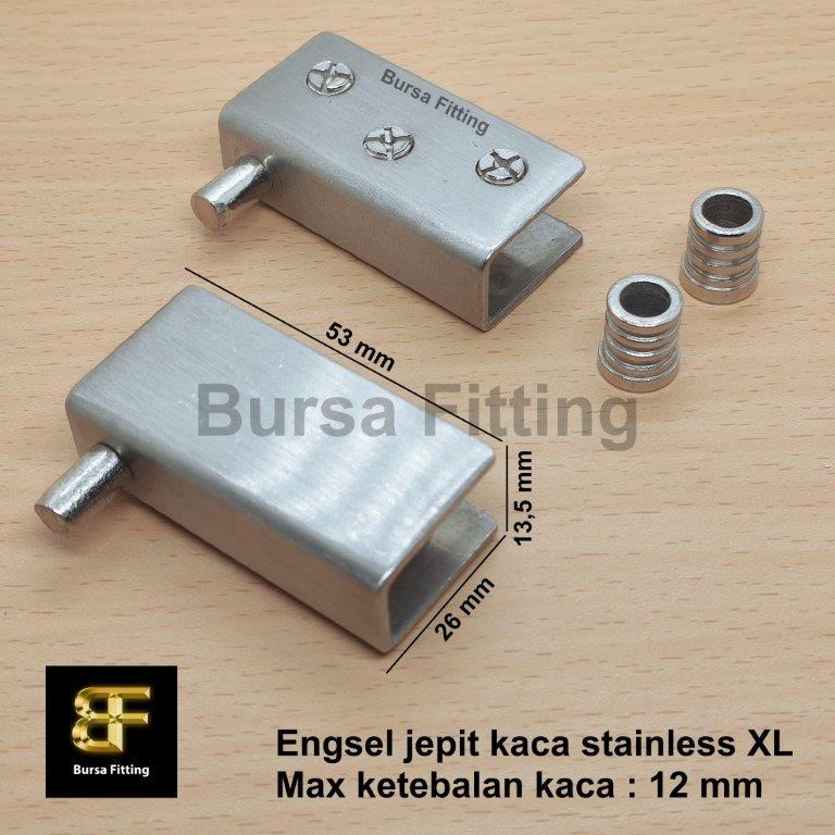 Jual Engsel jepit kaca XL stainless steel / engsel pivot / engsel pintu ...