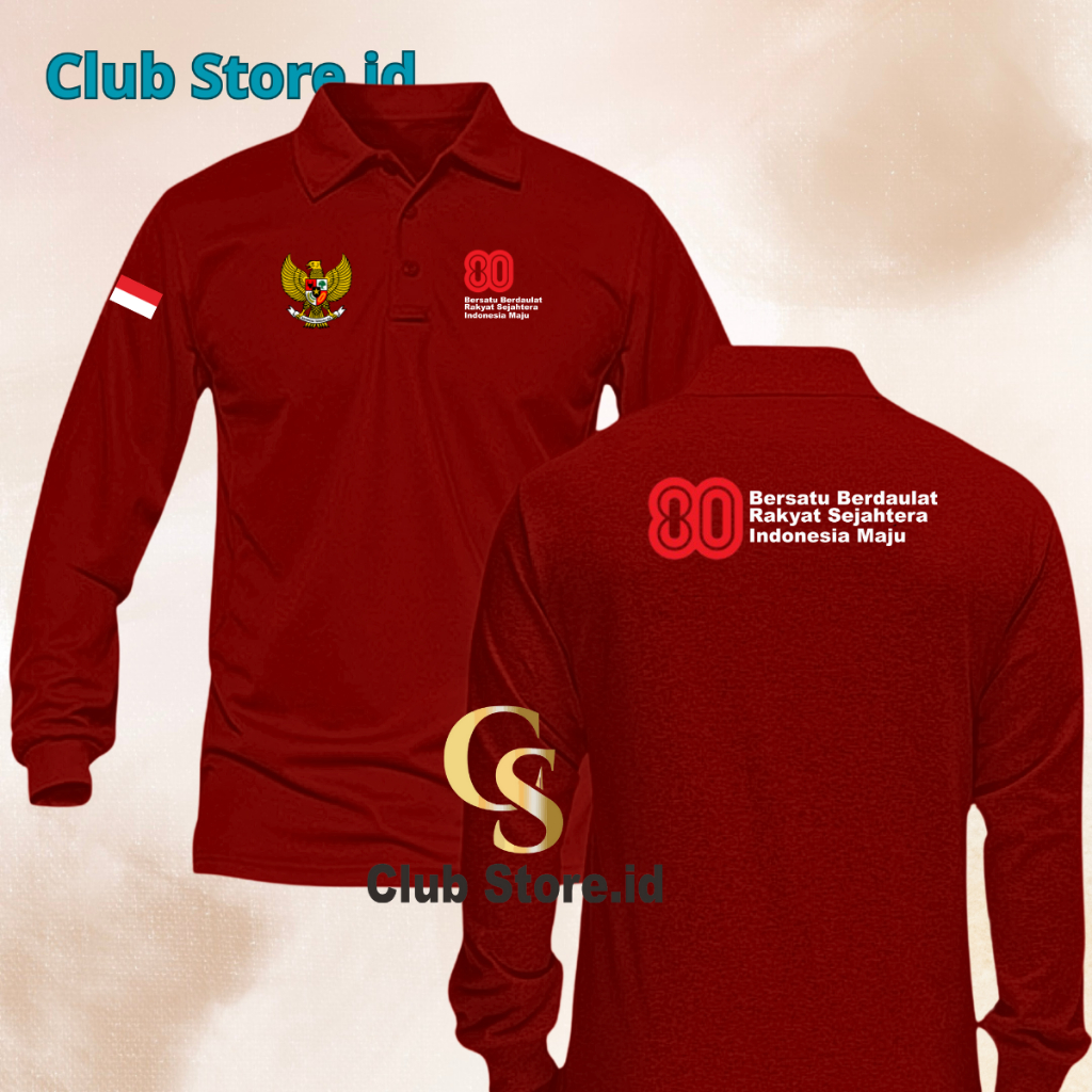 Jual Poloshirt Lengan Panjang Logo Resmi Hut RI ke 80 17 Agustus 2025 Quality Premium Baju Kaos ...