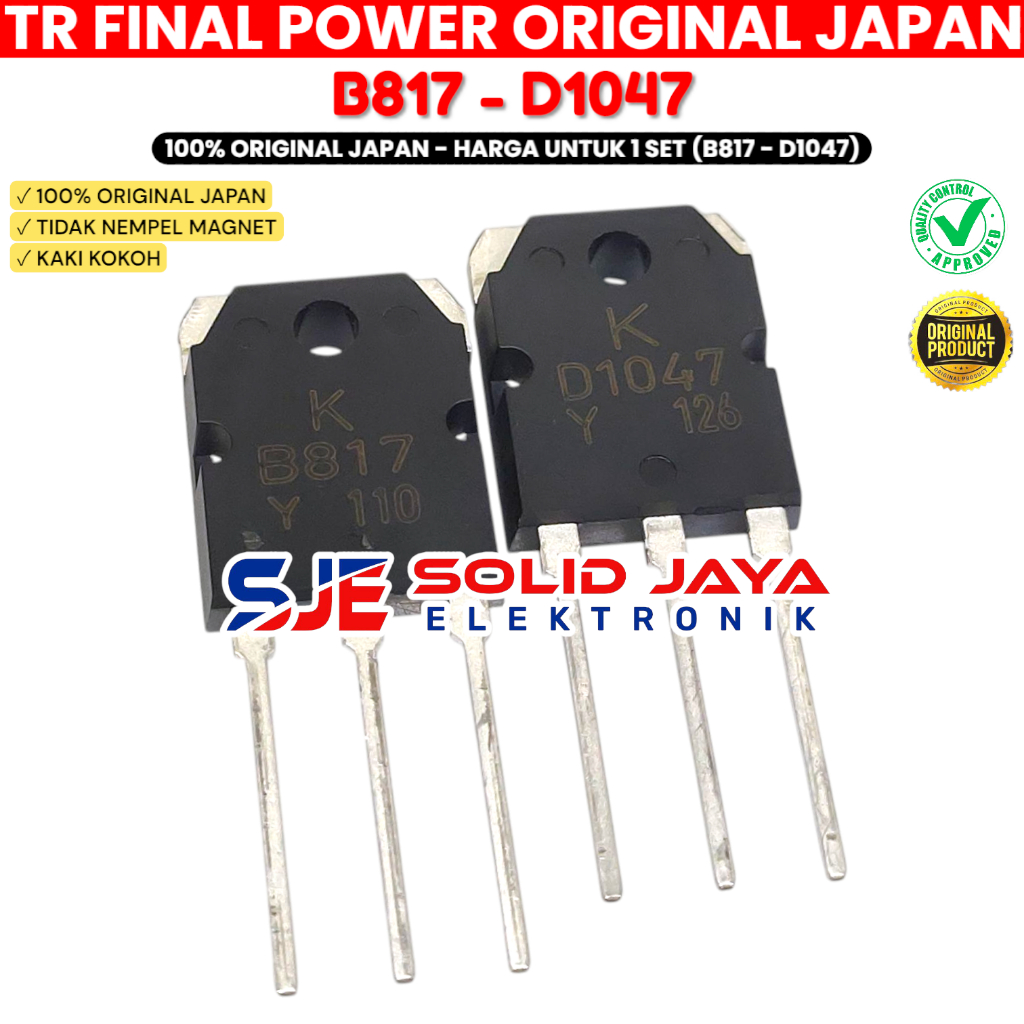 Jual TR TRANSISTOR FINAL K B817 D1047 ORIGINAL 2SB817 2SD1047 ASLI B ...