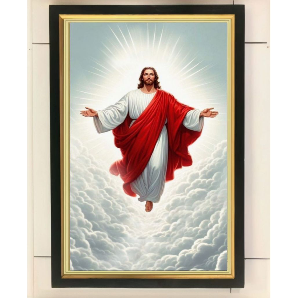 Jual hiasan dinding poster Yesus Kristus plus bingkai ukuran 53×35 ...