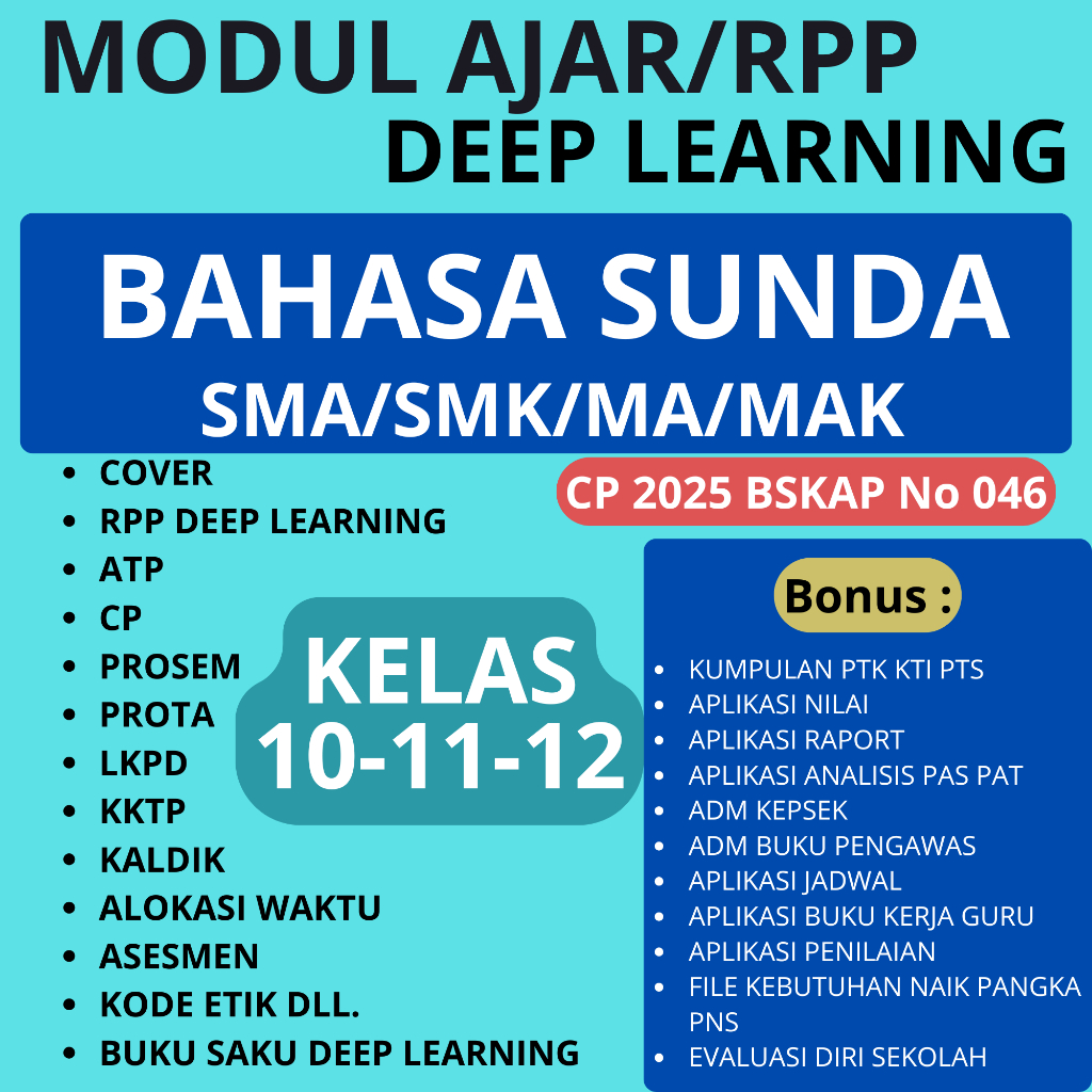 Jual Modul Ajar RPP Deep Learning BAHASA SUNDA KELAS 10 11 12 - RPP DEEP LEARNING SMA SMK SIAP ...