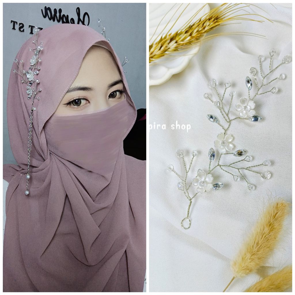 Jual headpiece pengantin/headpiece bunga ceko bercabang | Shopee Indonesia