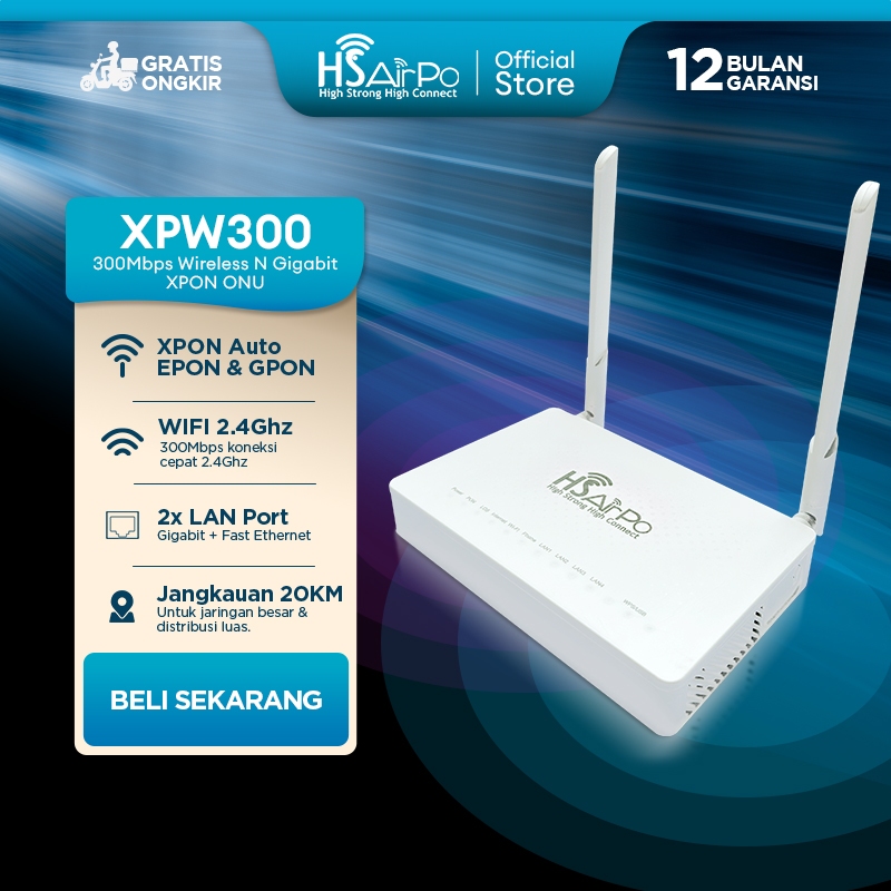 Jual HSAirPo XPW300 XPON ONU Support EPON & GPON ONT 1GE 4FE 2.4G WIFI ...