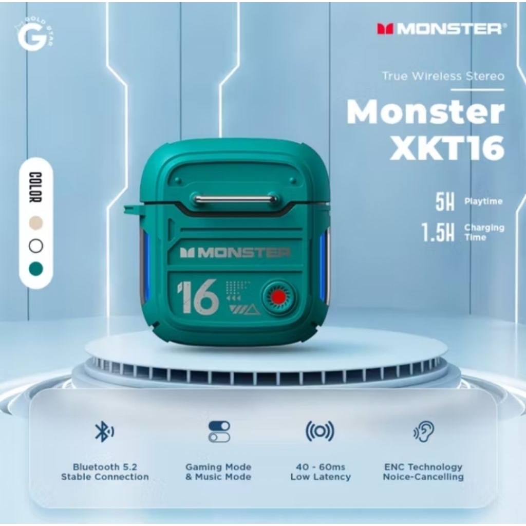 Jual Monster XKT16 TWS Bluetooth Headset Earbuds Headphone Earphone ...