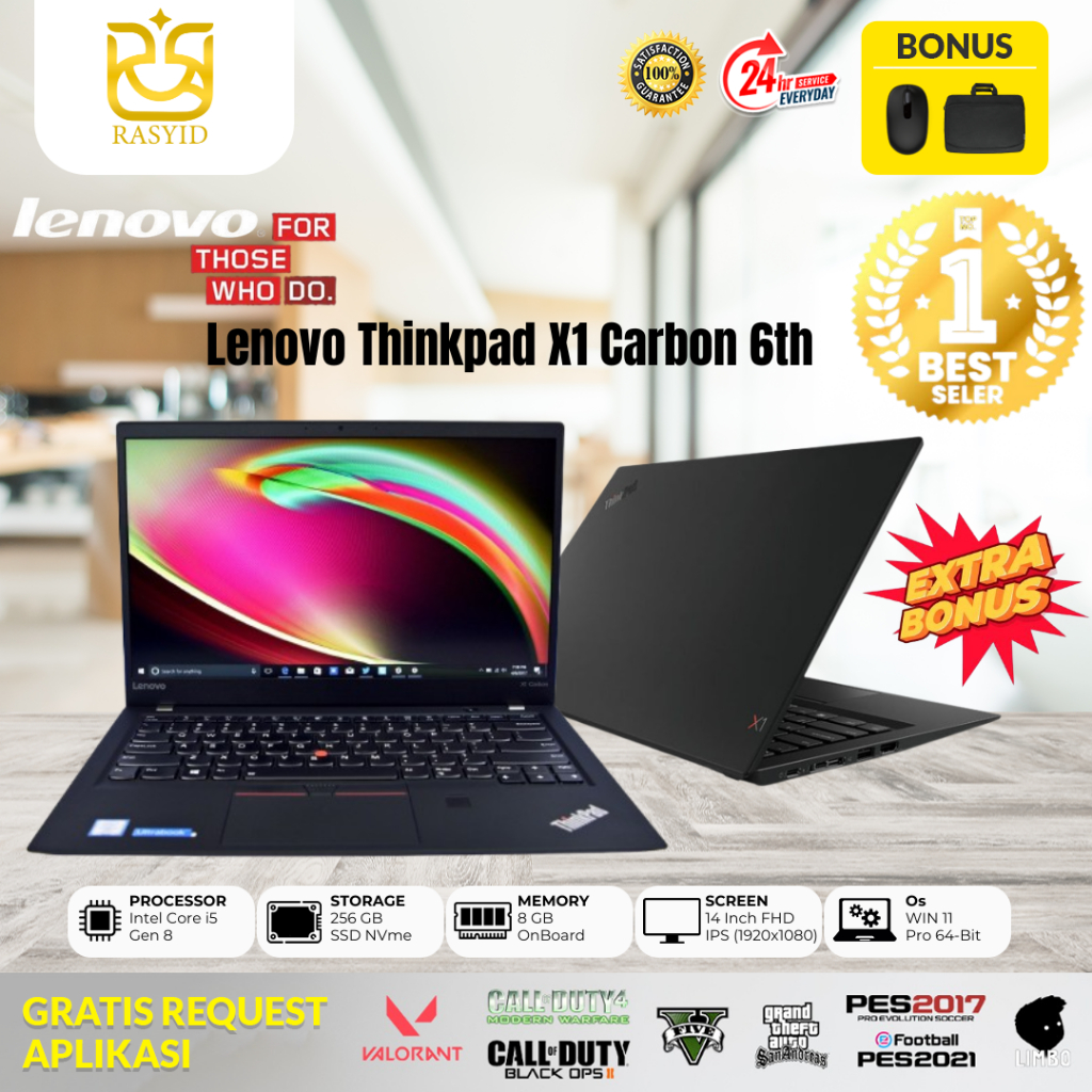 Jual Laptop Lenovo Thinkpad X1 Carbon 6th Intel Core i5 Gen8 Ram 16gb ...