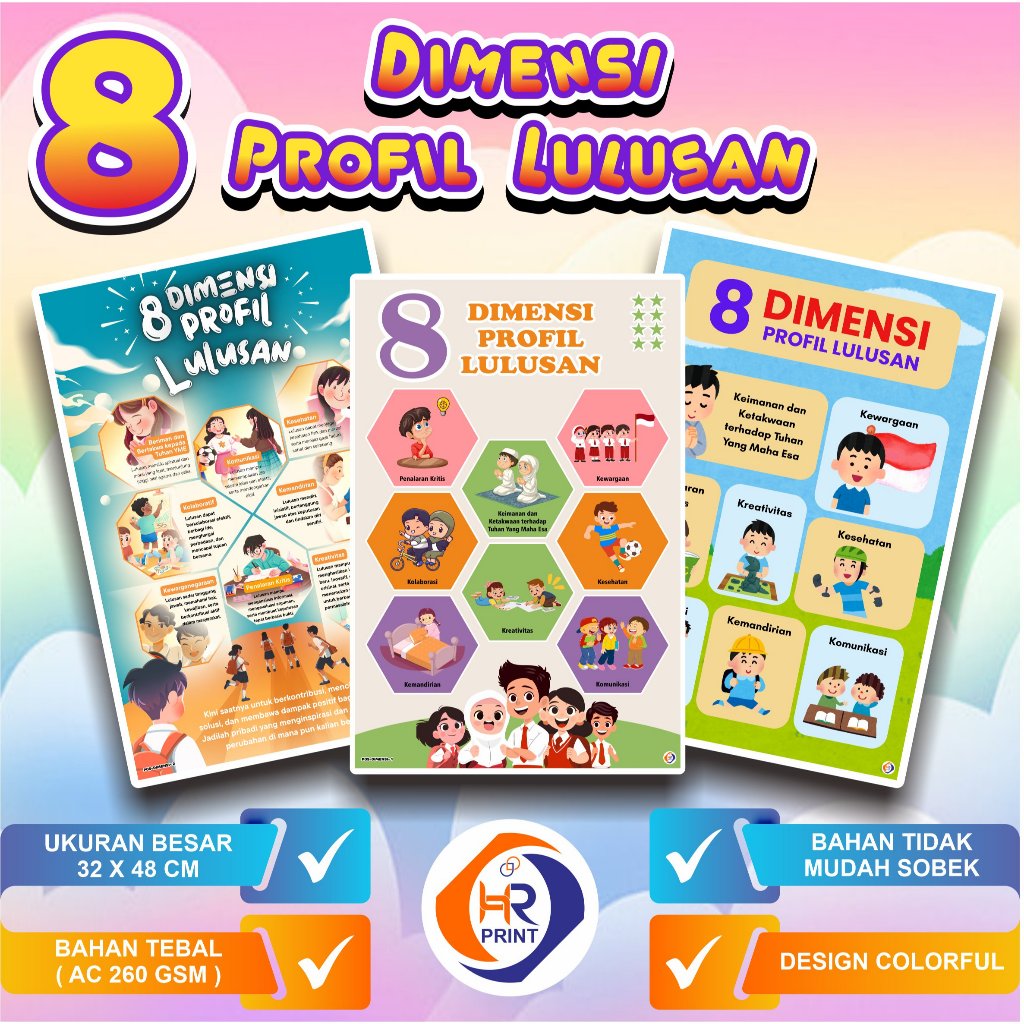 Jual Poster 8 DIMENSI PROFIL LULUSAN - POSTER SEKOLAH/KELAS EDUKASI ...