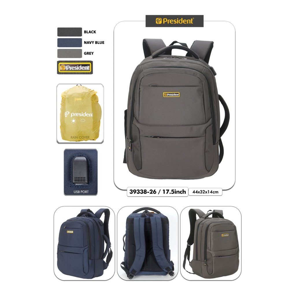 Jual BP 39338-26 PRESIDENT | TAS RANSEL LAPTOP BACKPACK PRESIDENT USB ...