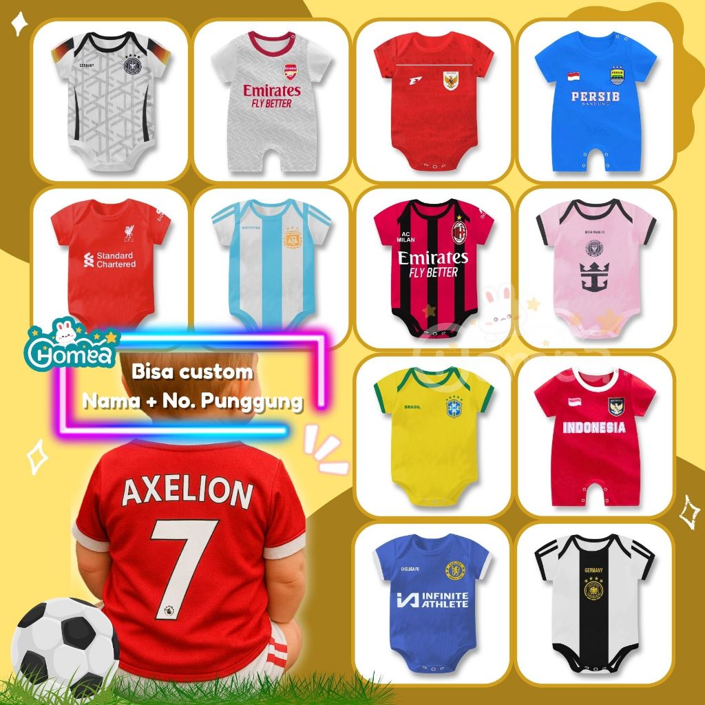 Jual HOMEA Baju Jumper Romper Jersey Bola Timnas Bayi Baby Newborn | 6 ...