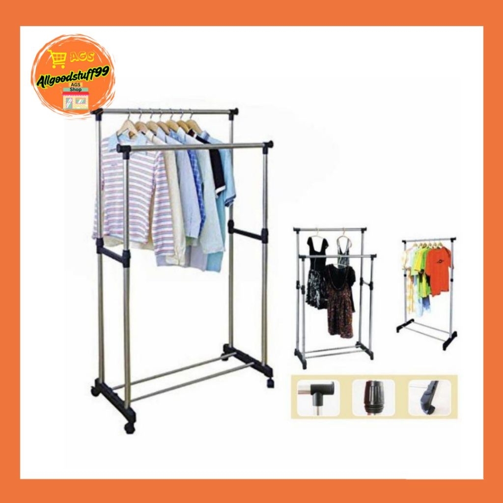 Jual RAK GANTUNGAN BAJU TIANG GANDA SERBAGUNA DOUBLE POLE CLOTHES RACK ...