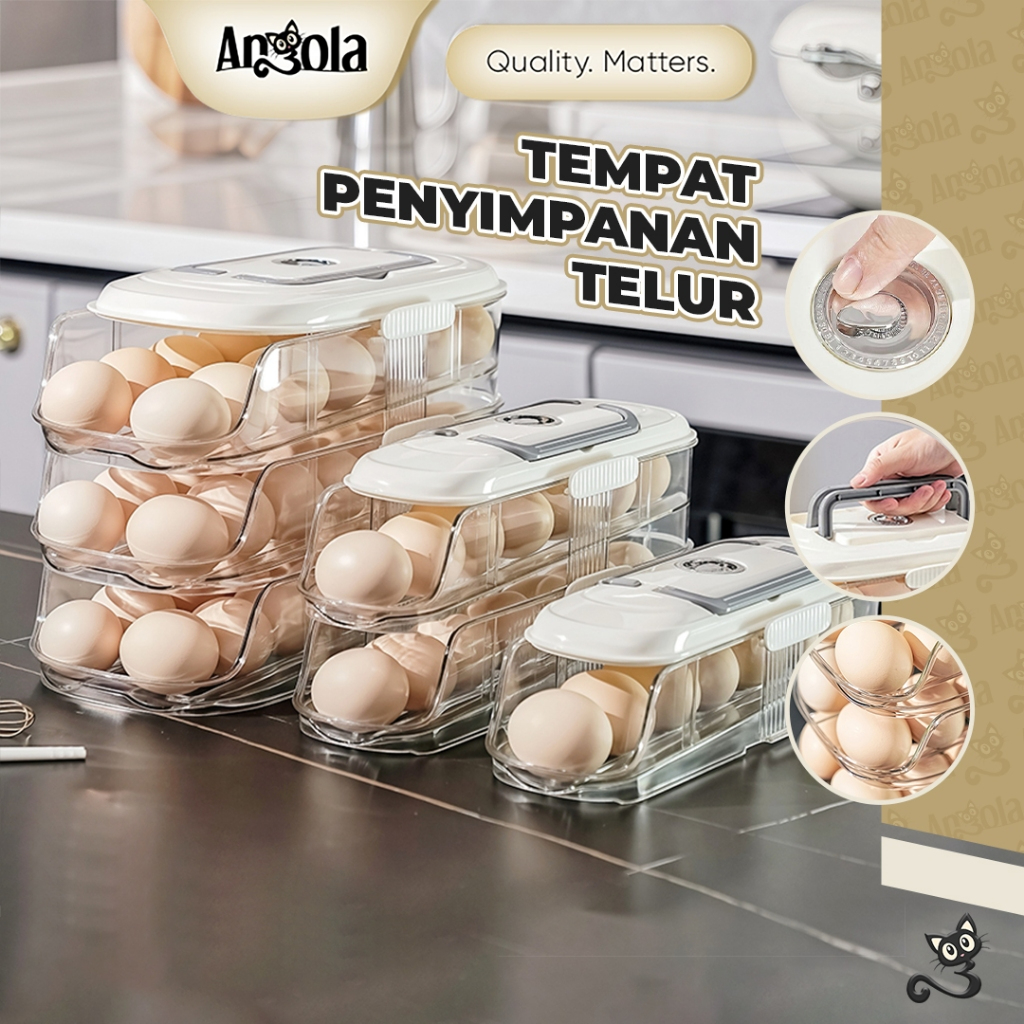 Jual ANGOLA Tempat Penyimpanan Telur Praktis C47 Egg Storage Organizer ...