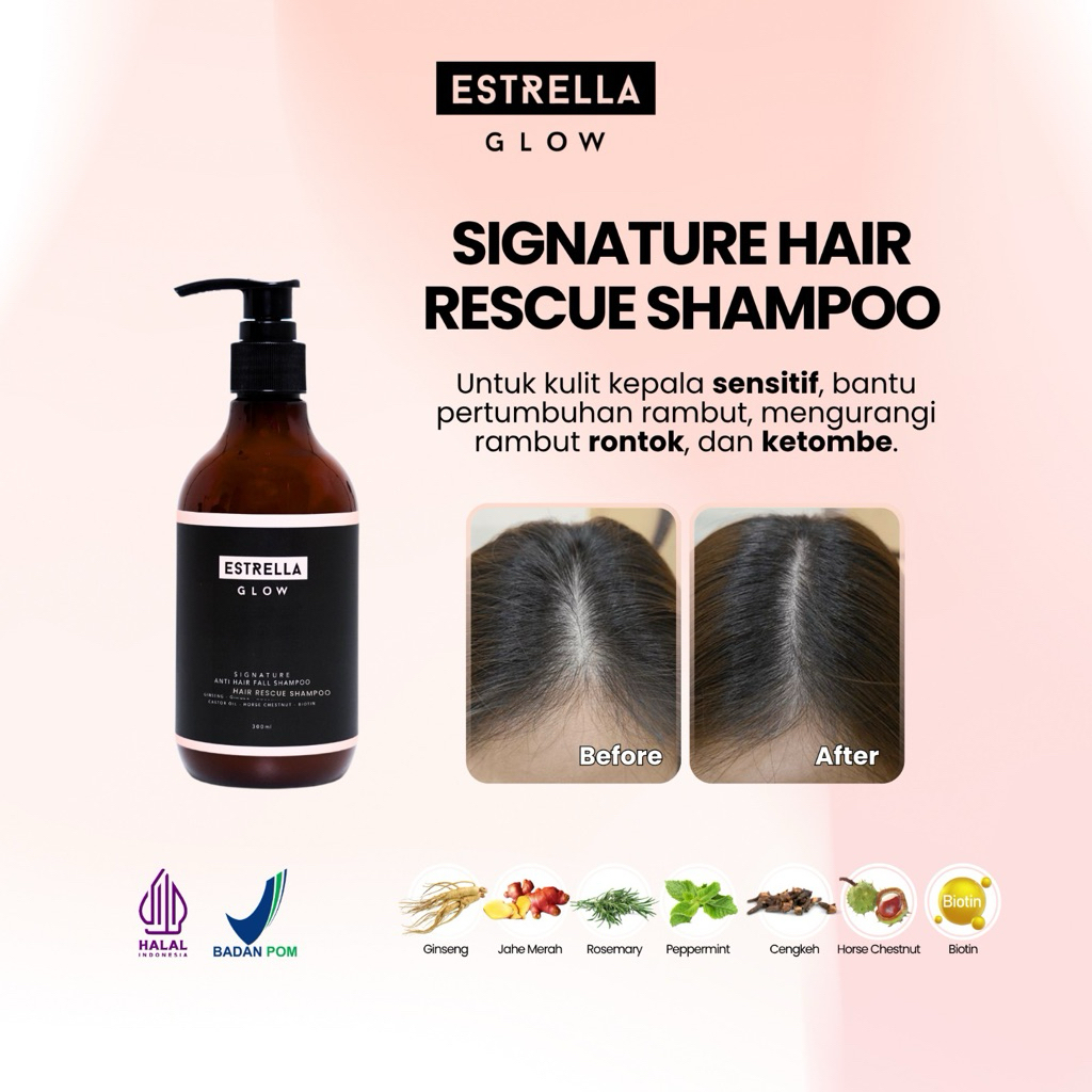 Jual Estrella Glow Signature Hair Loss Rescue Shampoo 300ml | Rambut ...