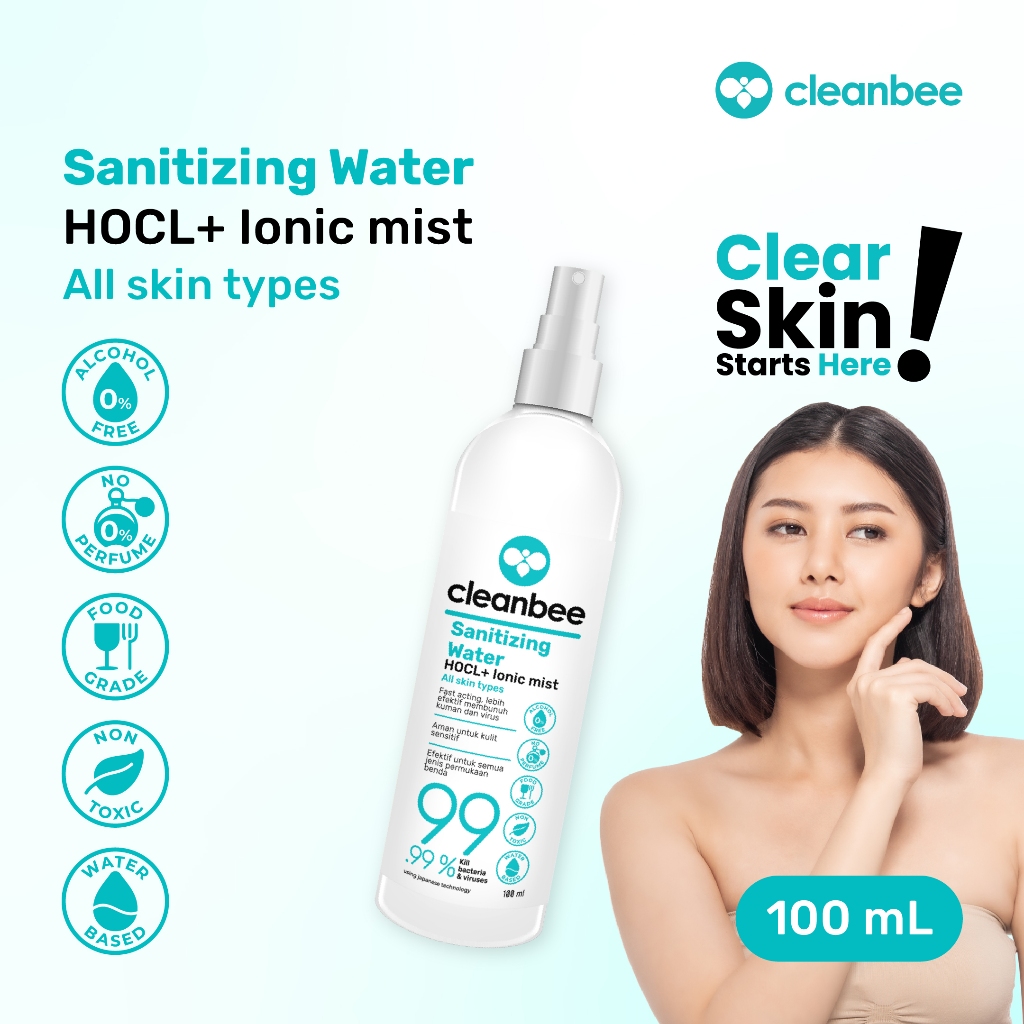 Jual Cleanbee HOCL NON ALKOHOL! NO PARFUM - 100 ml Food Grade Sanitizer Water Hypoallergenic for ...