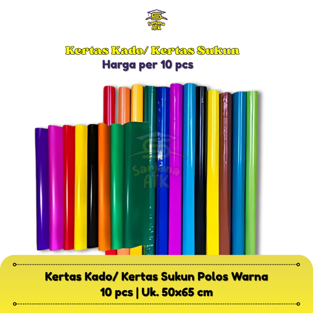 Jual (10 pcs) Kertas Kado Polos / Kertas Sukun Polos Warna / Pembungkus ...