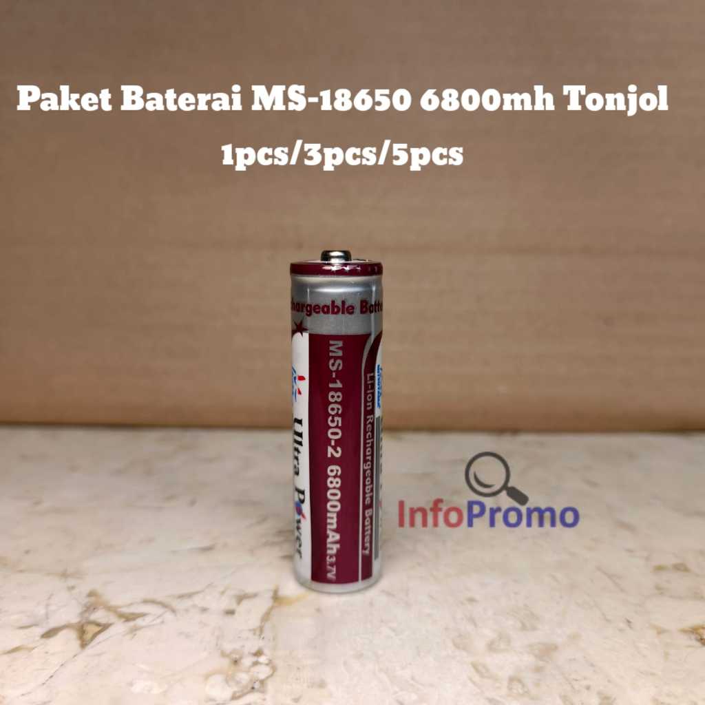 Jual Paket Baterai Cas MS-18650 Ultra Power 6800mAh Isi 1PCS, 3PCS, 5PCS Tonjol Mitsuyama ...