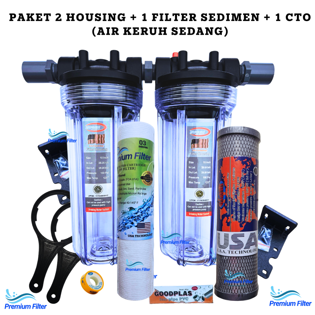 Jual PAKET FILTER AIR SUMUR PDAM TOREN KERUH SEDANG 2 TAHAP FILTER ...