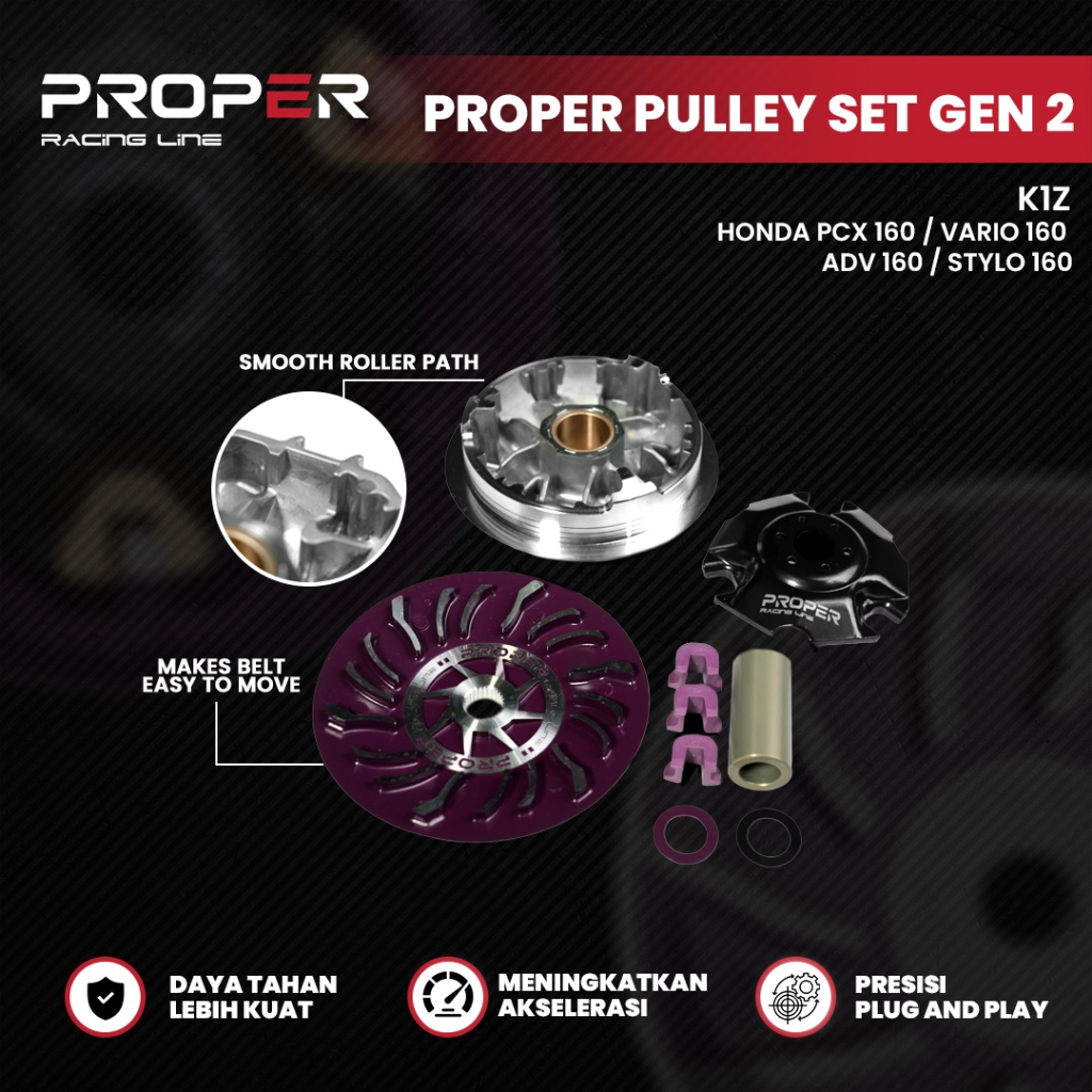 Jual PROPER RACING LINE MAGIC PULLEY SET K1Z PCX 160 VARIO 160 ADV 160 STYLO 160 PROPER RACING ...
