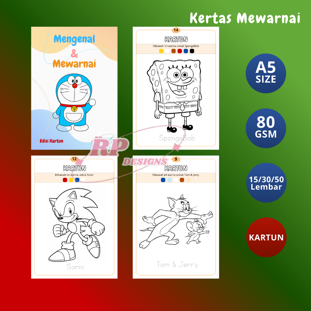 Jual Paket Mewarnai 15 - 50 Karakter Kartun | Lembar Mewarnai Anak ...