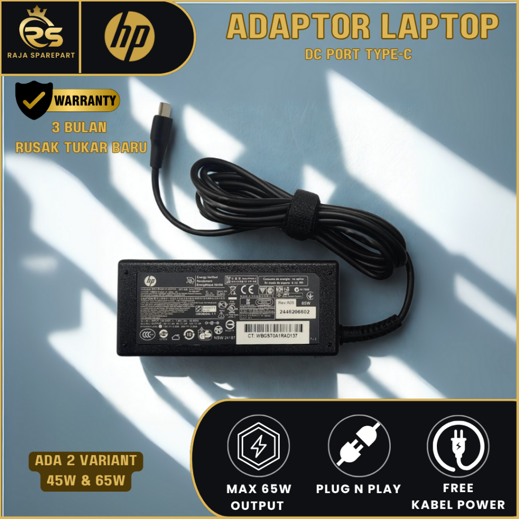 Jual daptor Charger Laptop Hp Spectre X360 Pro X2 612 G2 TPN 65W Type-C ...