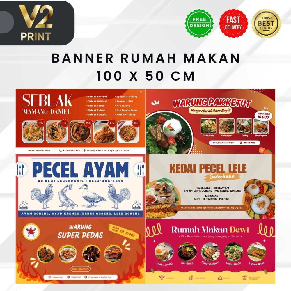Jual CETAK BANNER SPANDUK RUMAH MAKAN RESTORAN PECEL AYAM PECEL LELE ...
